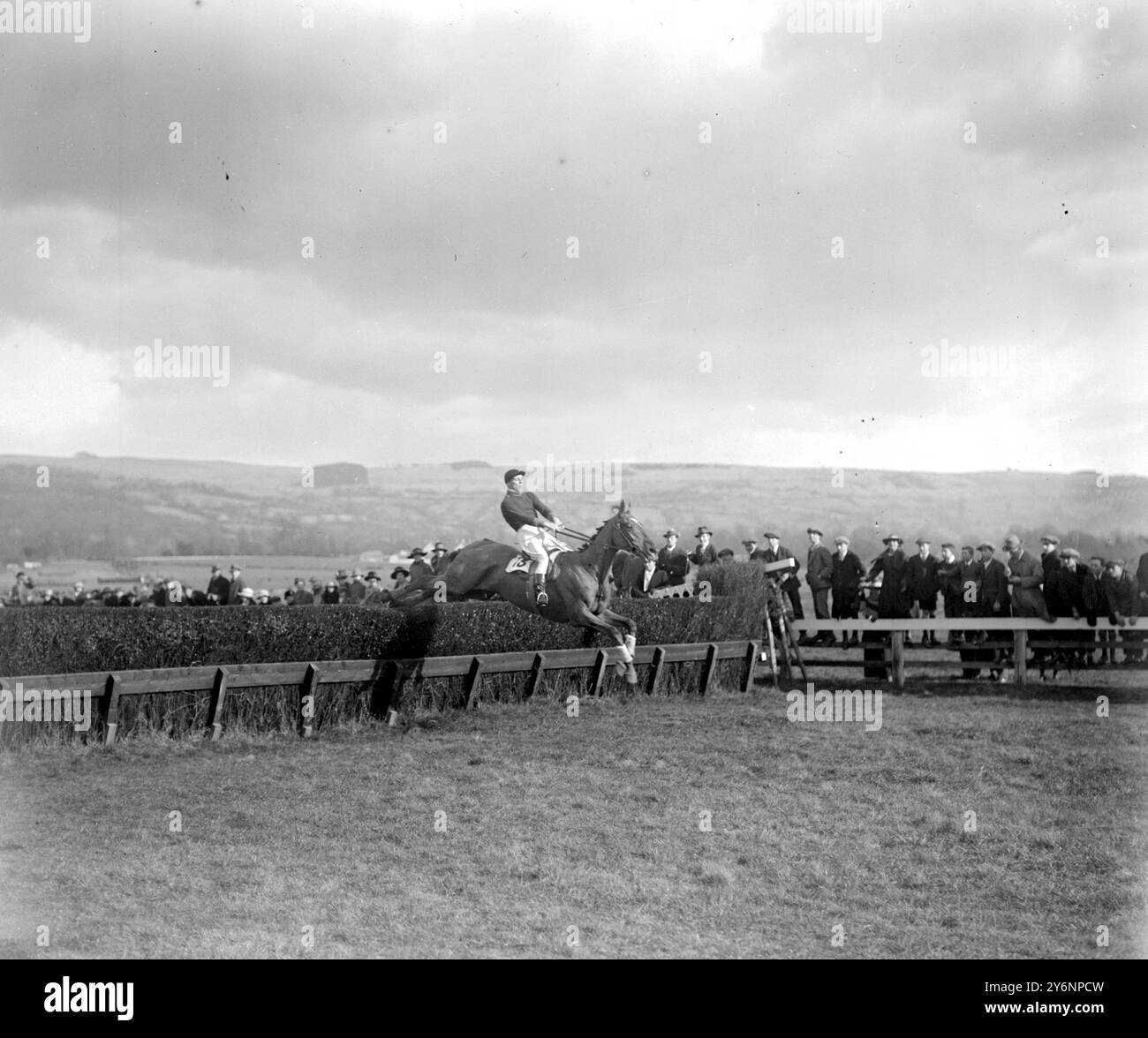 Cheltenham Steeplechases. Captain Bennett on "Bugler" winning the ...