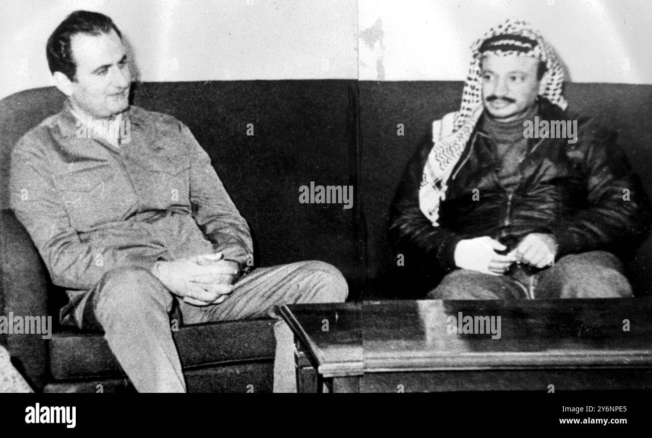 Damascus, Syria: Arab Guerrilla leader Yassir Arafat (right) during ...
