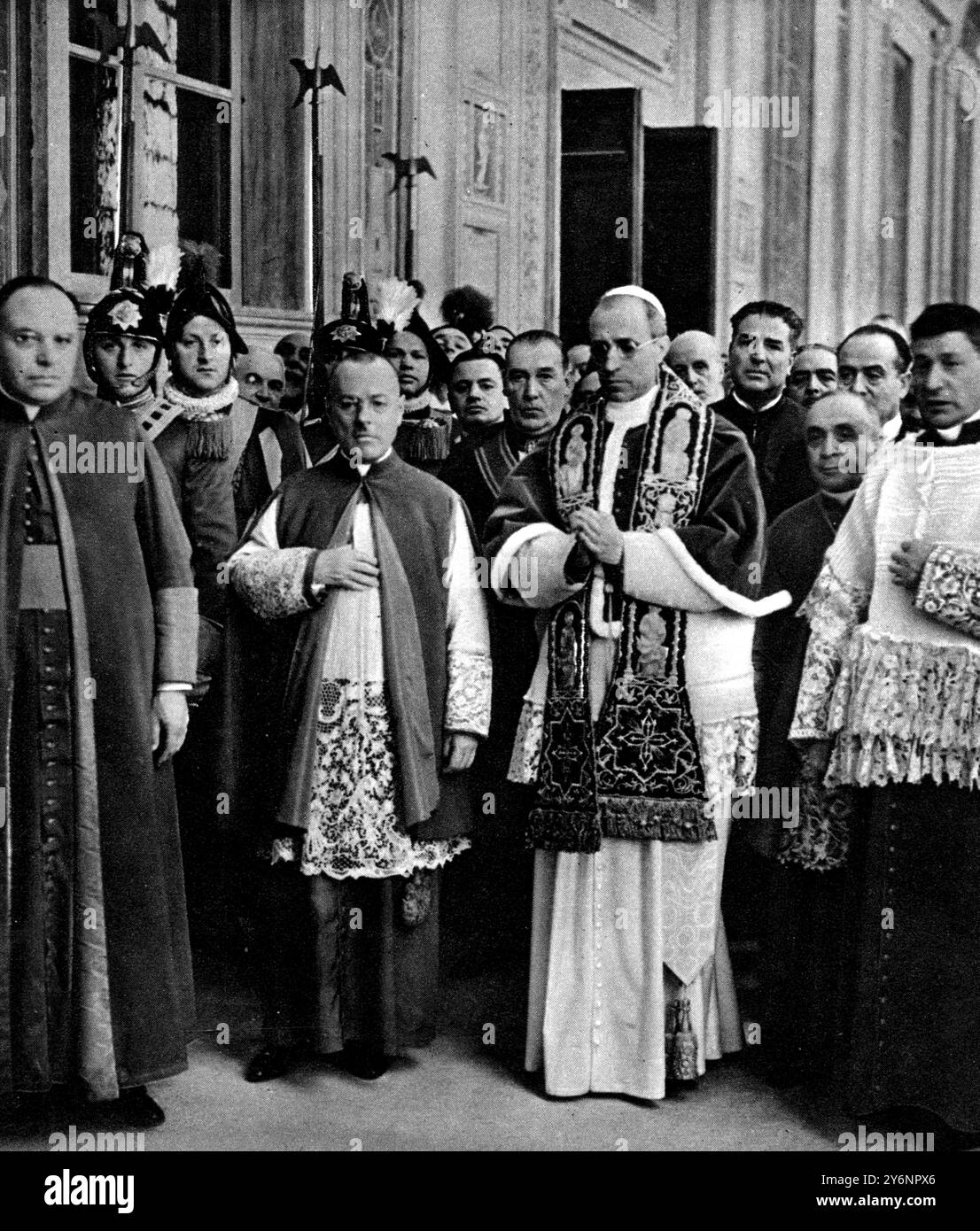 LEaving the Sistine Chapel after his broadcast to the world, Pius XII ...