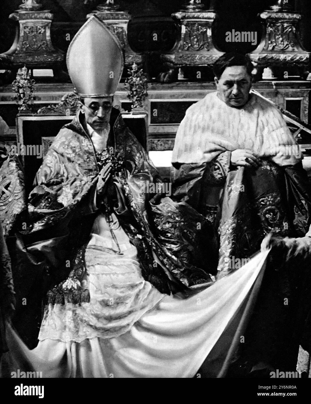 The new occupant of the chair of St Peter, Pope Pius XII in Mitre and ...
