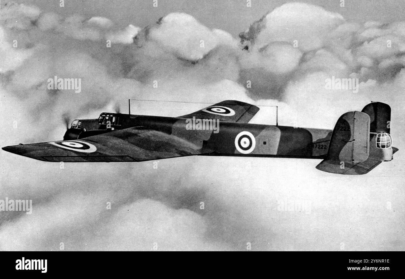 The Whitley showing the camouflage and the rear gun turret: a bomb ...