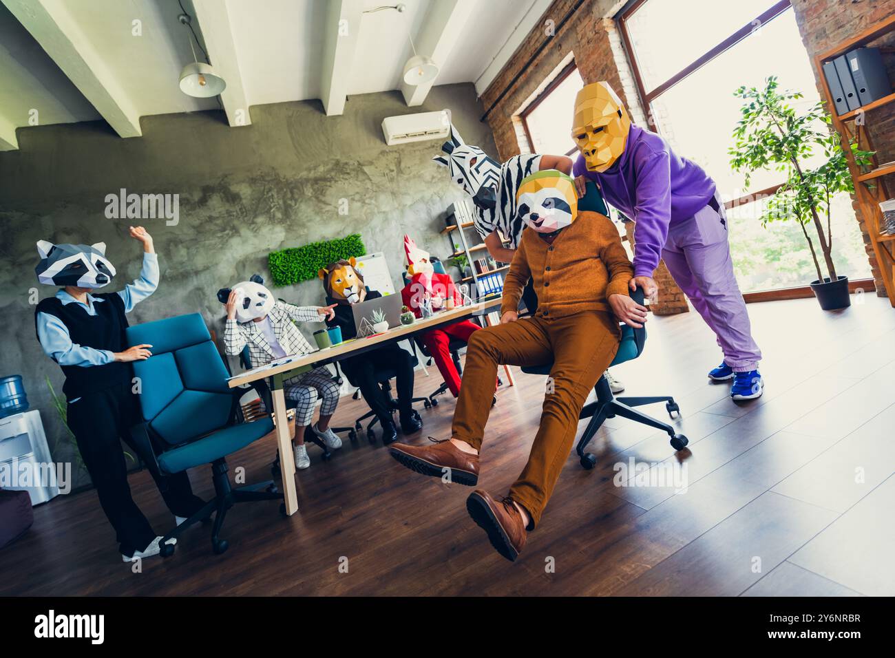 Photo of panda rooster gorilla lion sloth zebra raccoon mask business ...