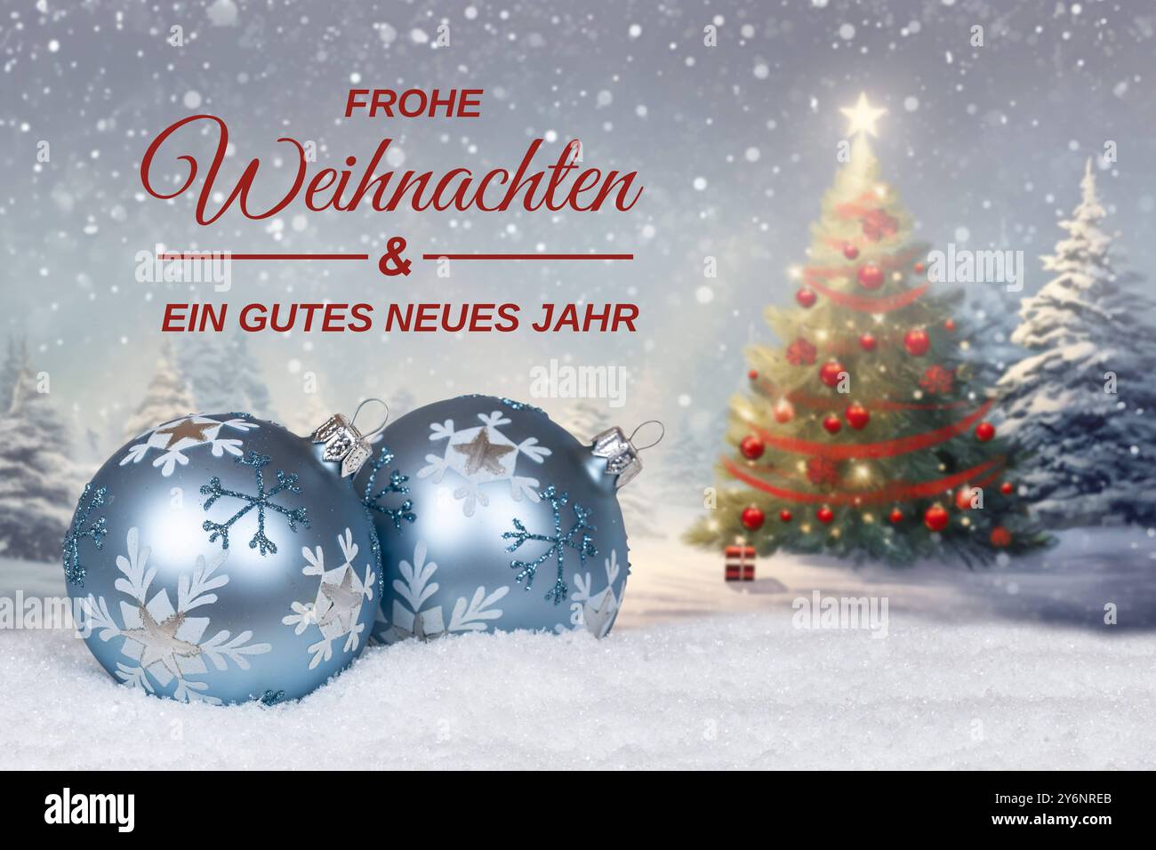 Weihnachtskarte Frohe Weihnachten Weihnachtsgrüße mit Weihnachtskugeln ...