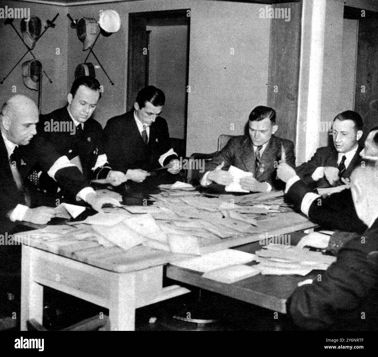 Counting the votes recorded on board the 'Wilhelm Gustloff' which ...