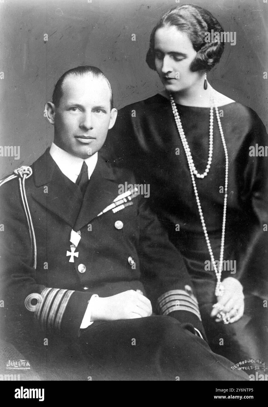 The Crown Prince George of Greece with the Crown Princess (nee Princess ...