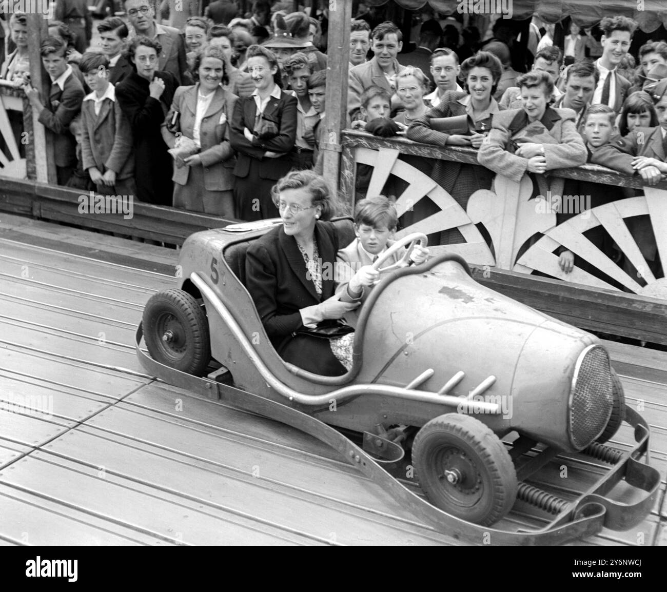 Princess Edward of Kent in a dodgem Car with his nanny at Agar's Plough ...