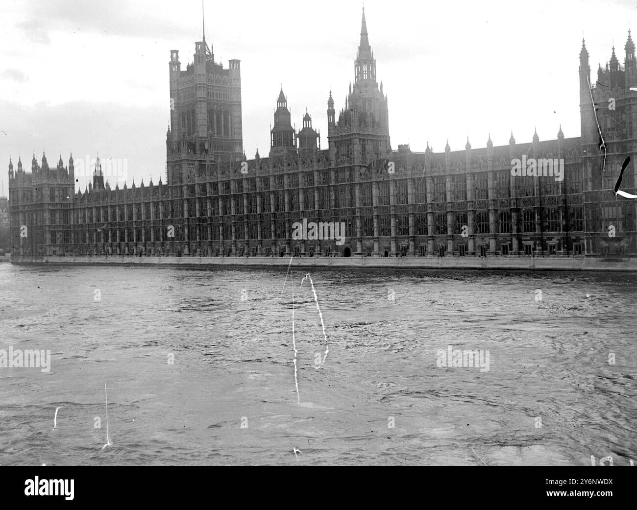 The Houses of Parliment from Embankment. 31 October 1945. London Stock ...