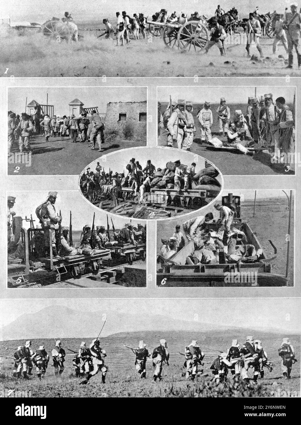 War that has caused revolt in Spain: 1. The spanish artillery in action ...