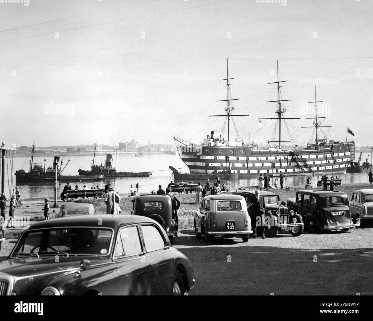 The Scene on the Riverside at Greenhithe Kent as HMS Worcester left for ...