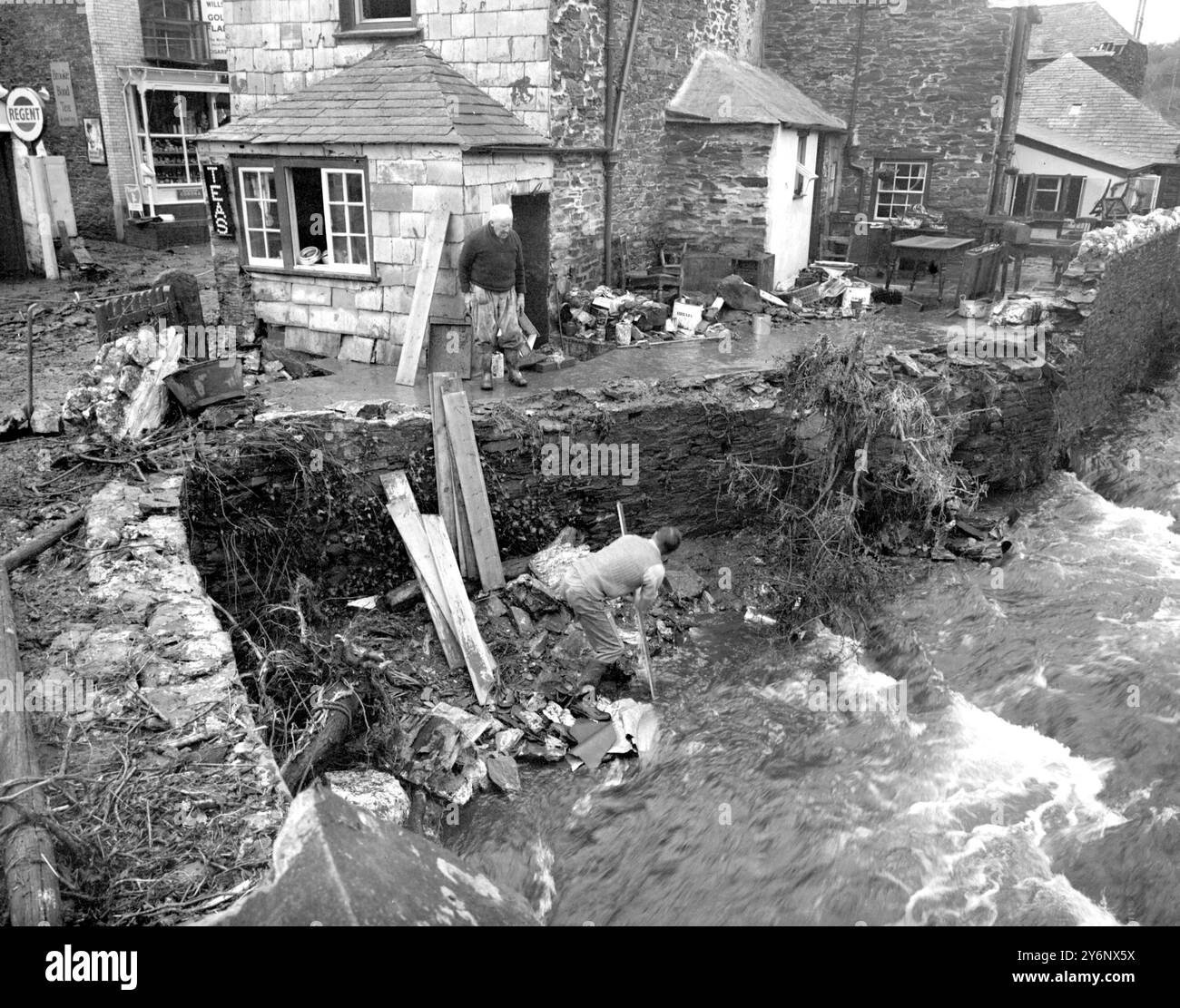Boscastle floods bridge Black and White Stock Photos & Images - Alamy
