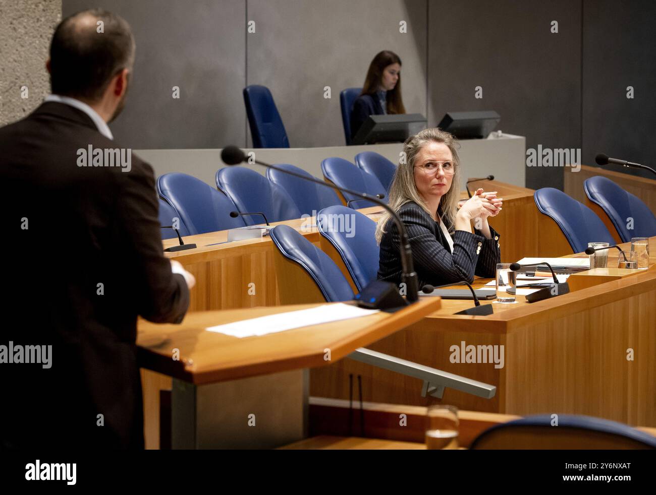 DEN HAAG - Jimmy Dijk (SP) and Fleur Agema, Minister of Health, Welfare and Sport during a ...