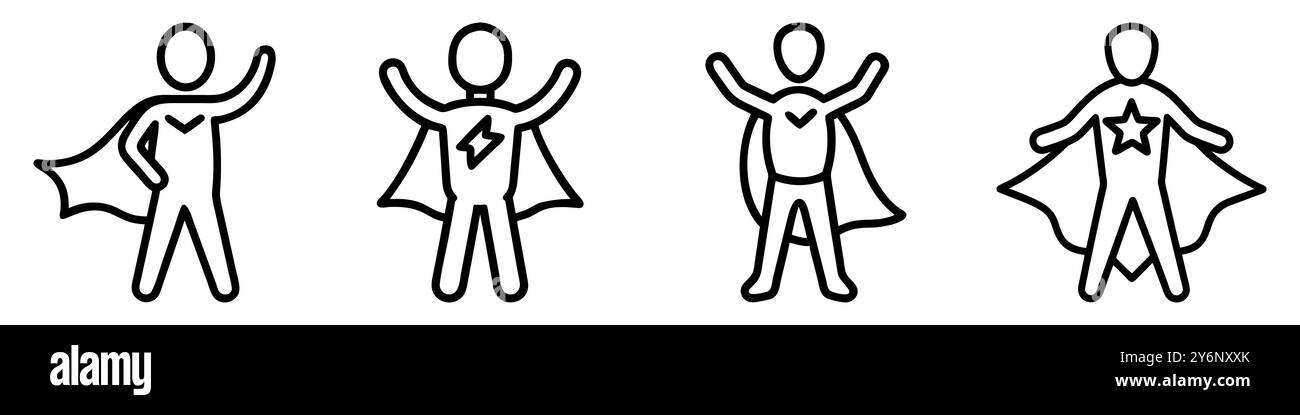 Superhero icon. Simple line vector icon of a superhero. Vector ...