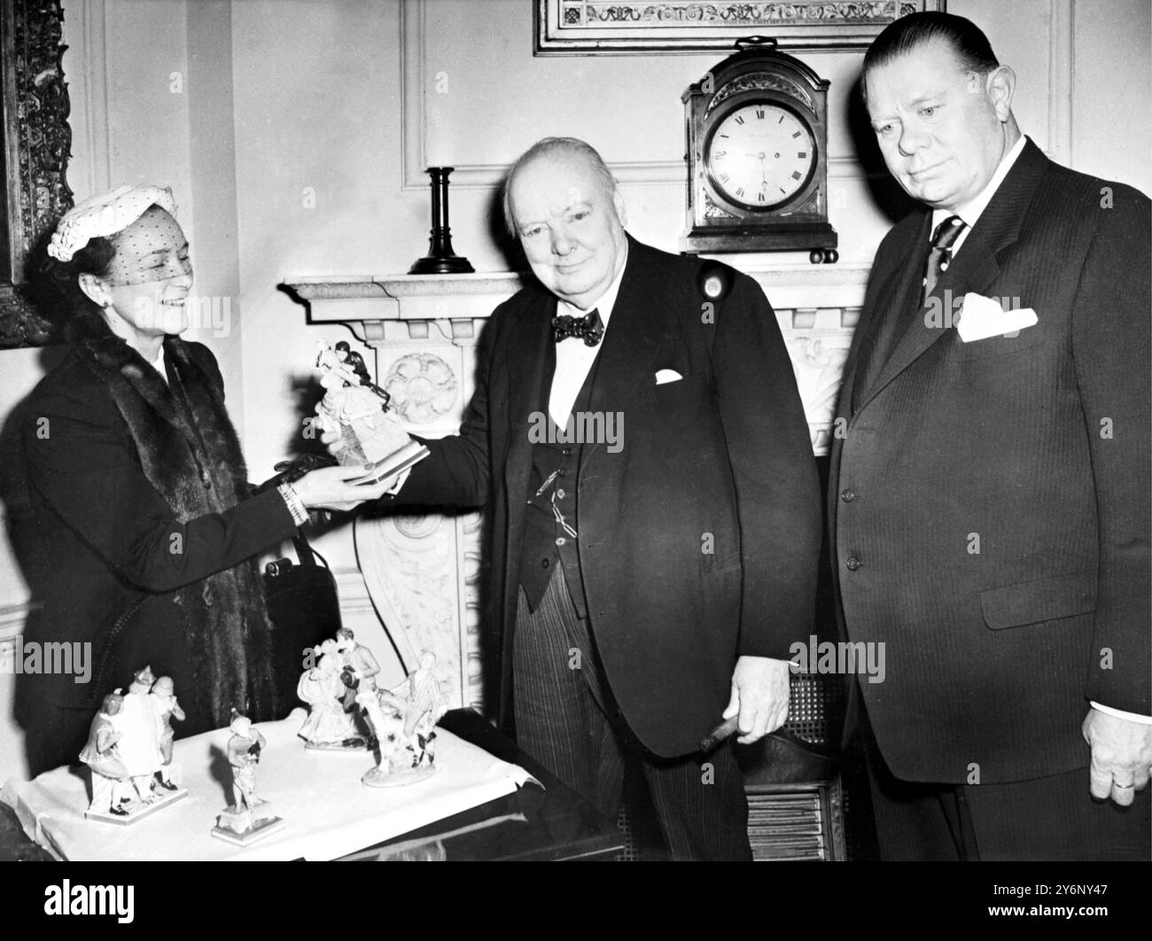 Hans Andersen figurines for premier: Sir Winston Churchill is shown the ...