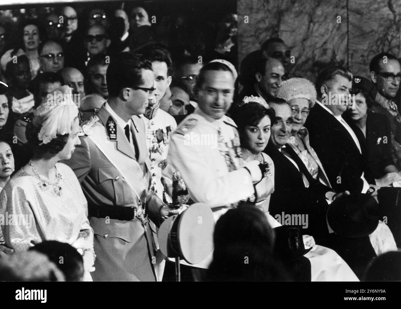 Athens Greece: King Badouin of Belgium cap in hand, and his wife Queen ...