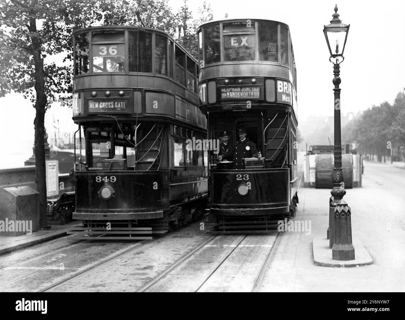 Trams on the embankment London Stock Photo - Alamy