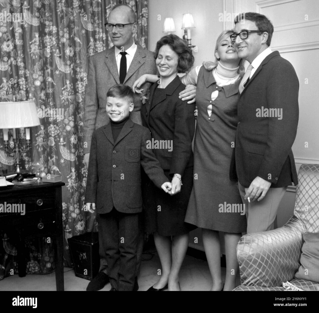 London: Dorchecter Hotel, Britt Eklands family left to right are Mr ...