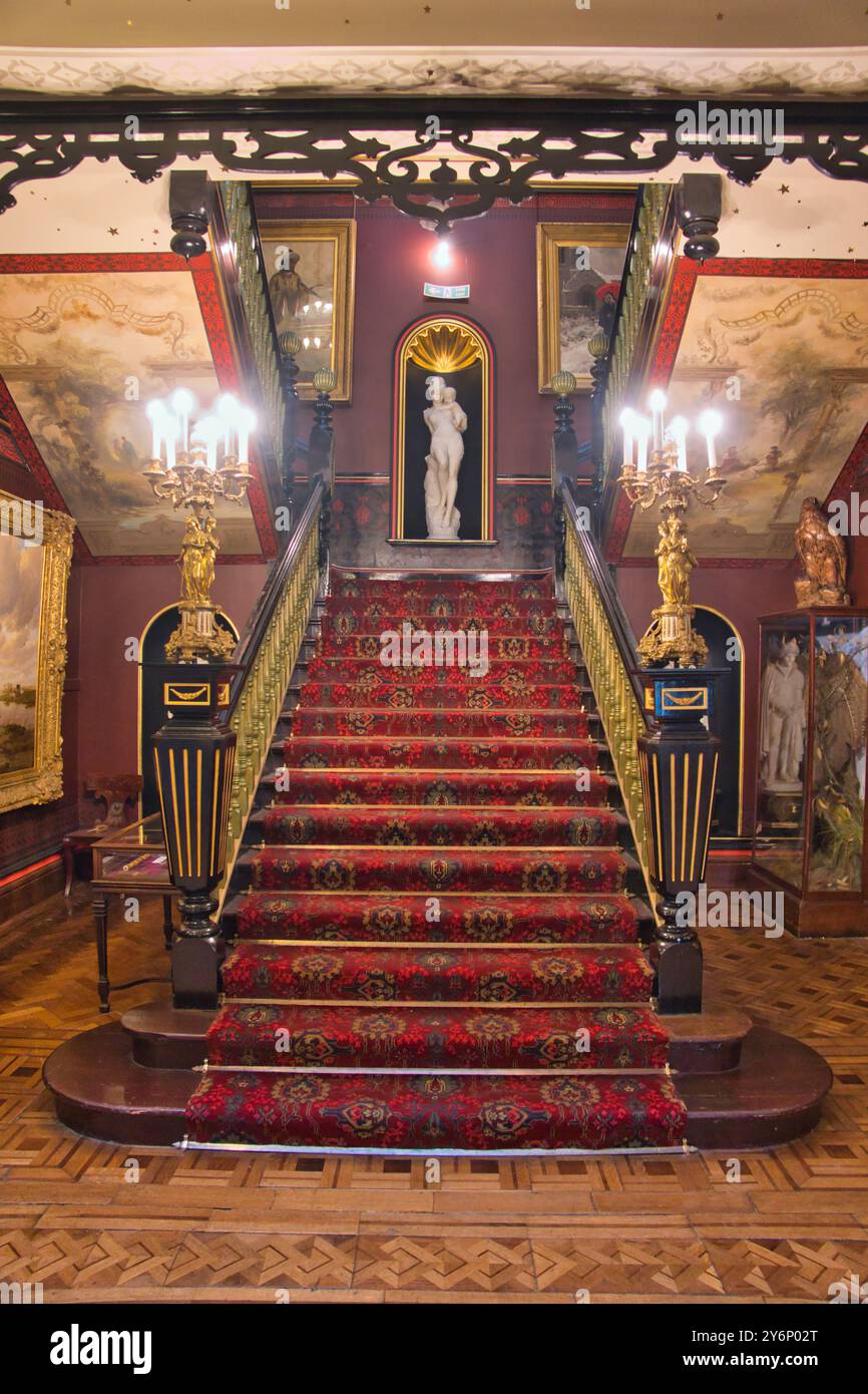 The grand staircase, Russell Coates museum exhibits, Bournemouth ...