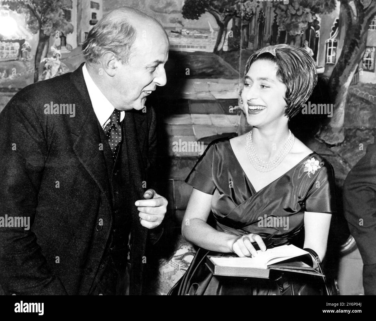 Princess Margaret laughs gaily with poet John Betjeman at a party at 29 ...