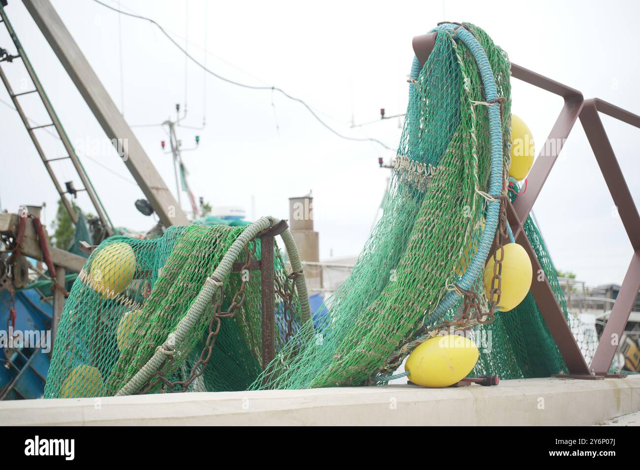 Fishing boat with fishing net Stock Photo - Alamy