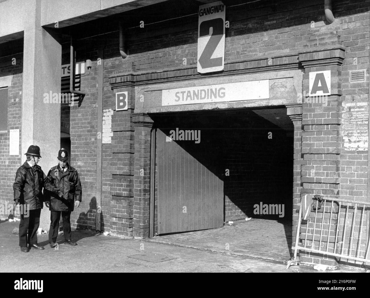 The gate at the Hillsborough ground in Sheffield through which the bulk ...