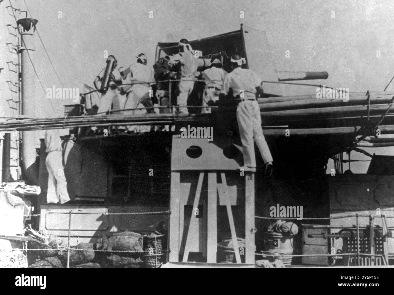 Japanese Navy in action in the Chinese War a Japanese destroyer firing ...