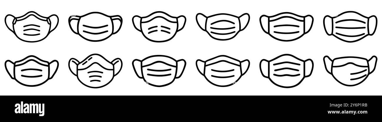 Medical mask icons set. Simple vector icon of a medical face mask ...