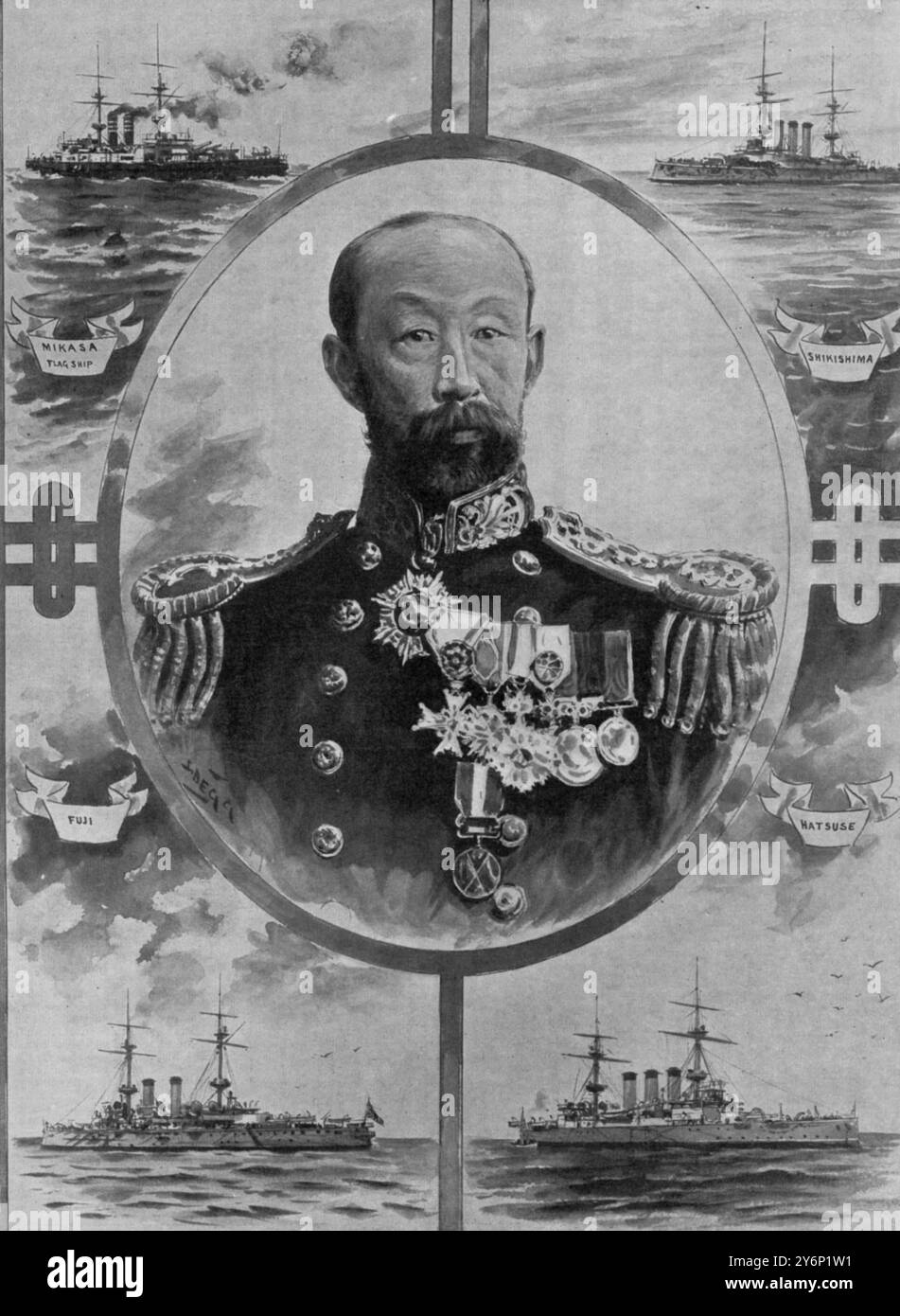 The Naval Hero of Japan Vice Admiral Togo and battle ships of his ...