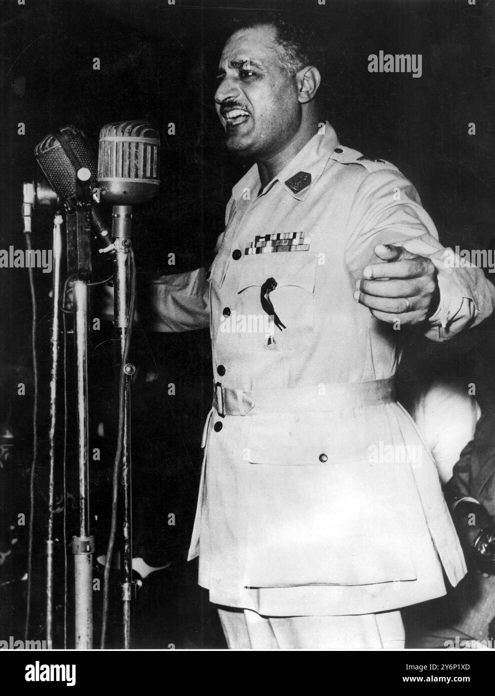 The Egyptian Prime Minister, Colonel Gamal Abdel Nasser, gesticulates ...