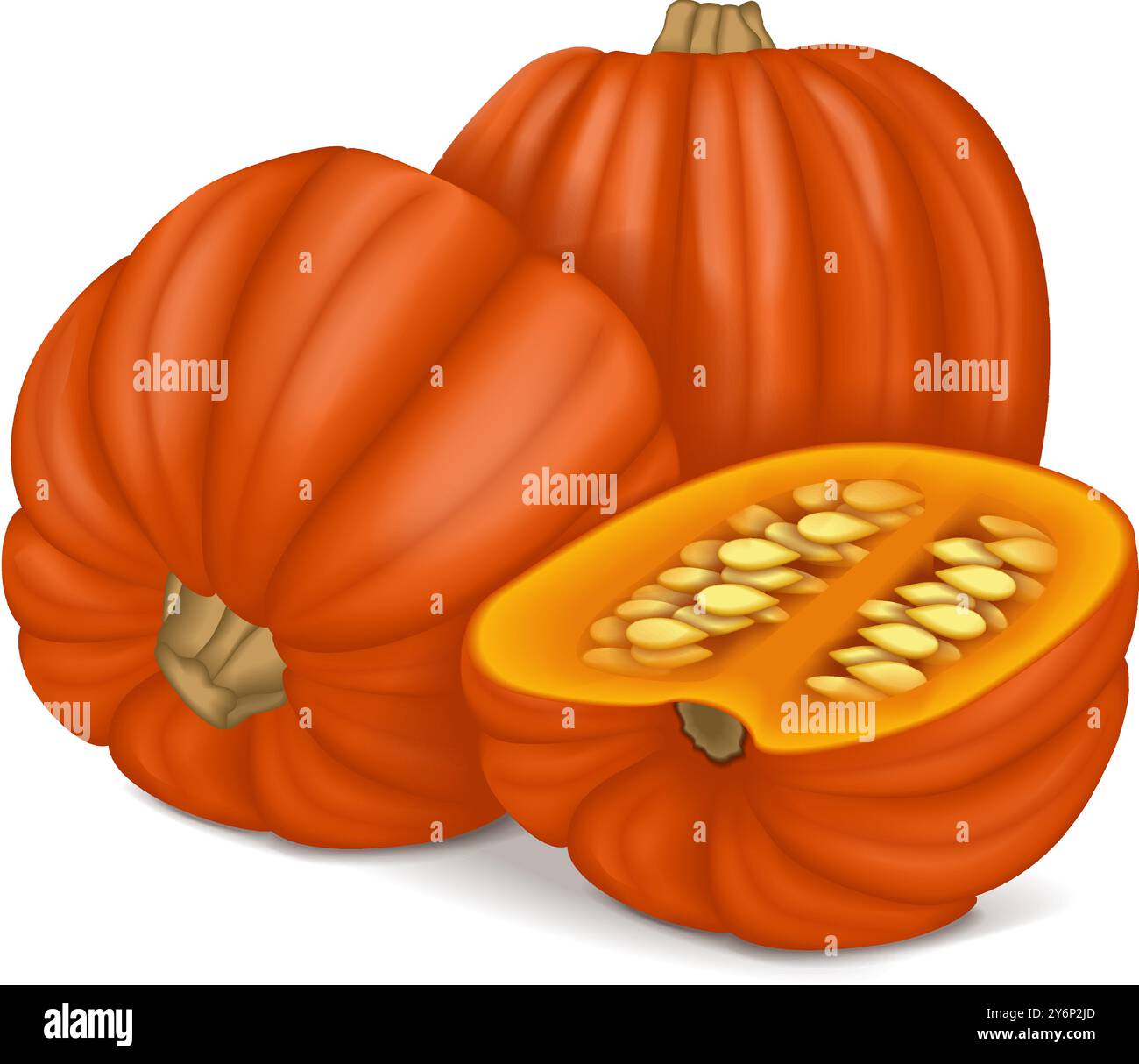 Whole and chopped Big Max pumpkin. Winter squash. Cucurbita maxima ...