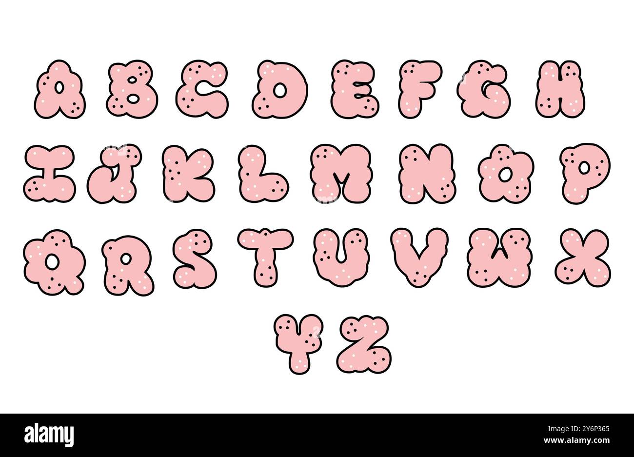 Pink, bubbly, girly Y2K style uppercase alphabet illustration with ...