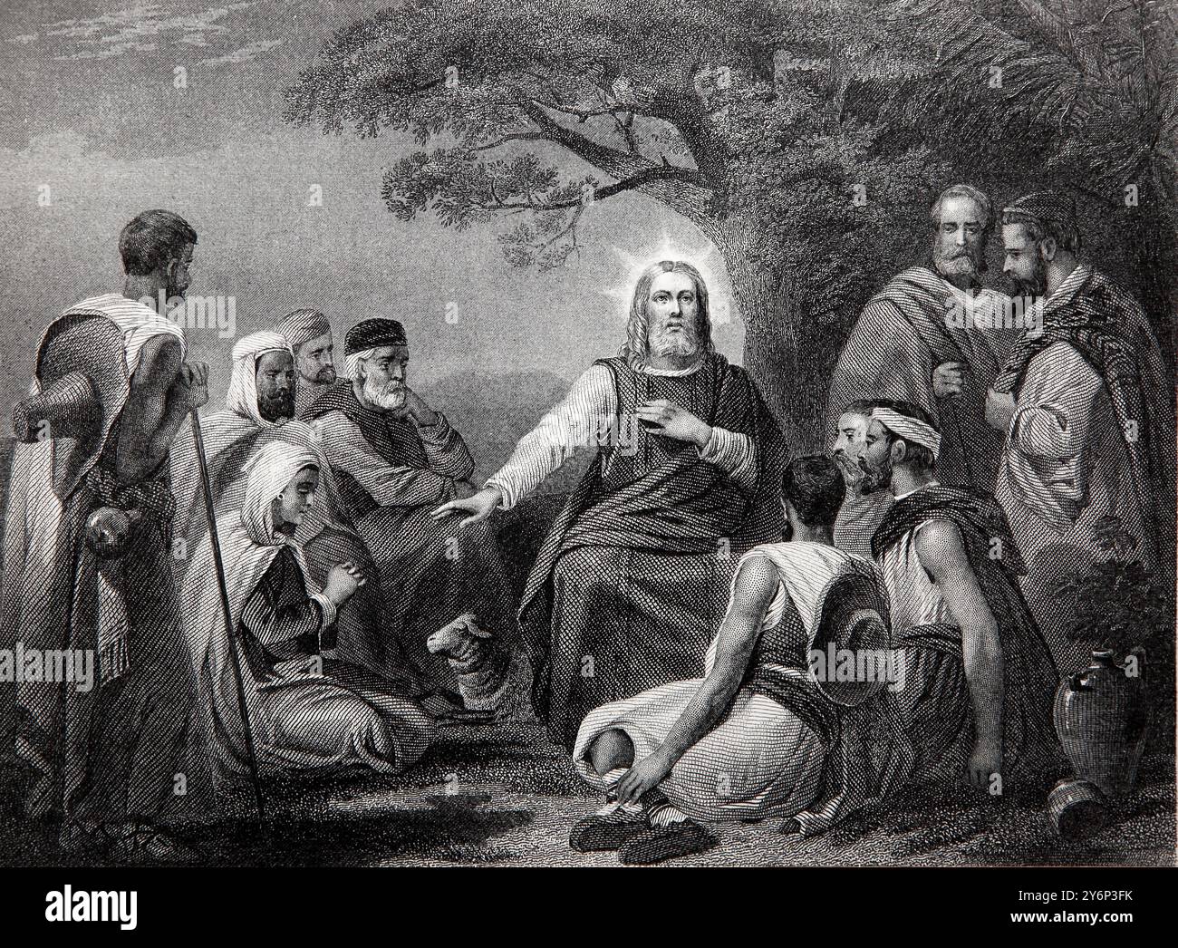 Jesus Christ giving a Sermon on the Mount " Blessed are the Peace ...