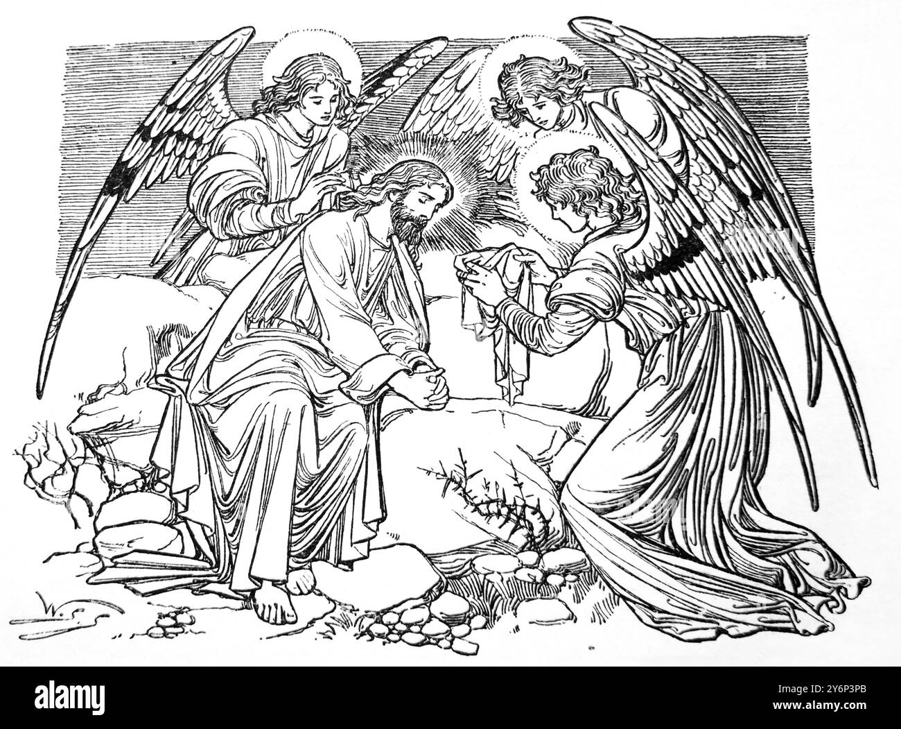 Illustration of The Holy Angels took care of Him- Angels Taking Care of ...