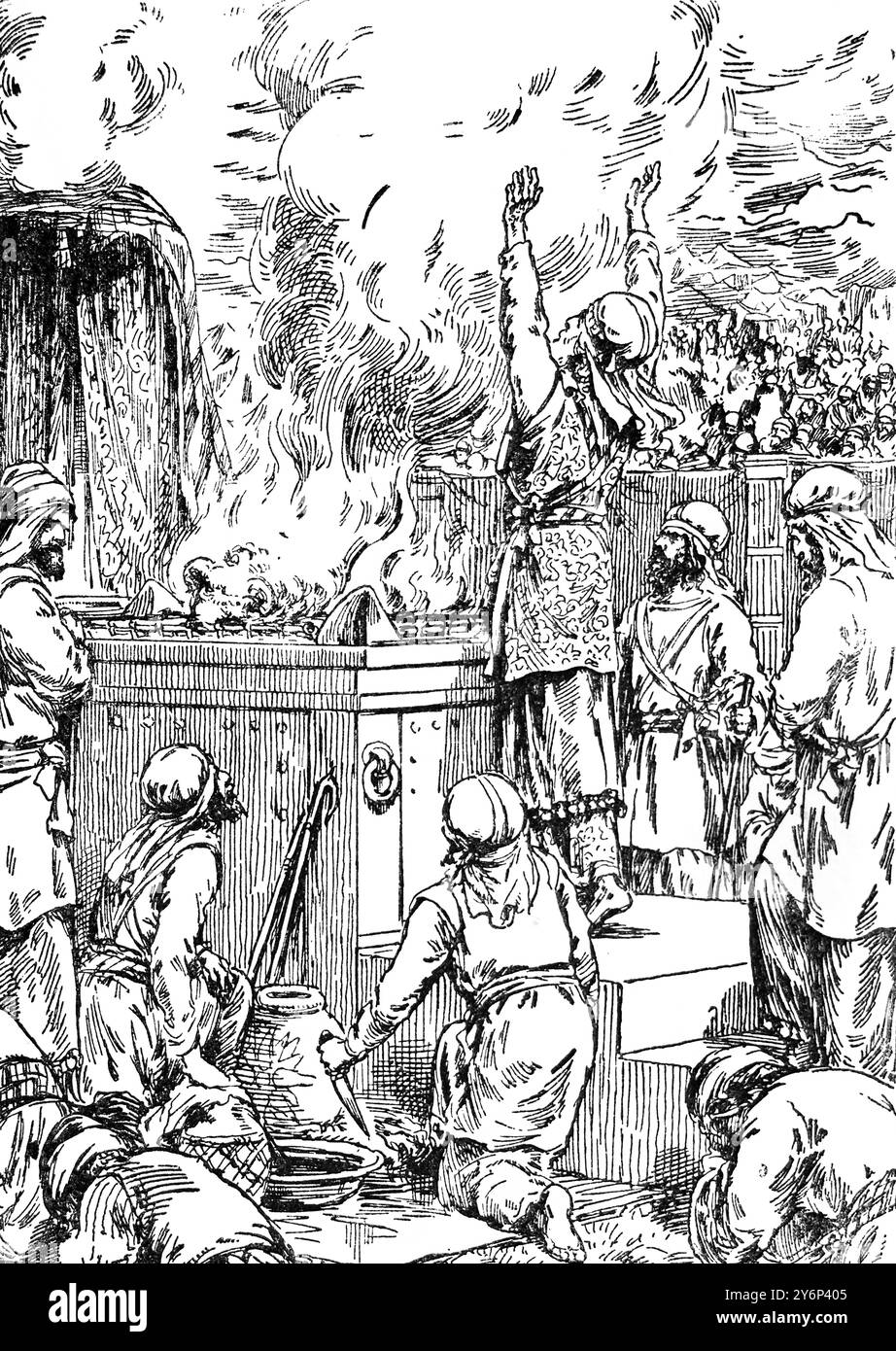 Illustration of the High Priest at the Altar of Burnt Offerings in the ...