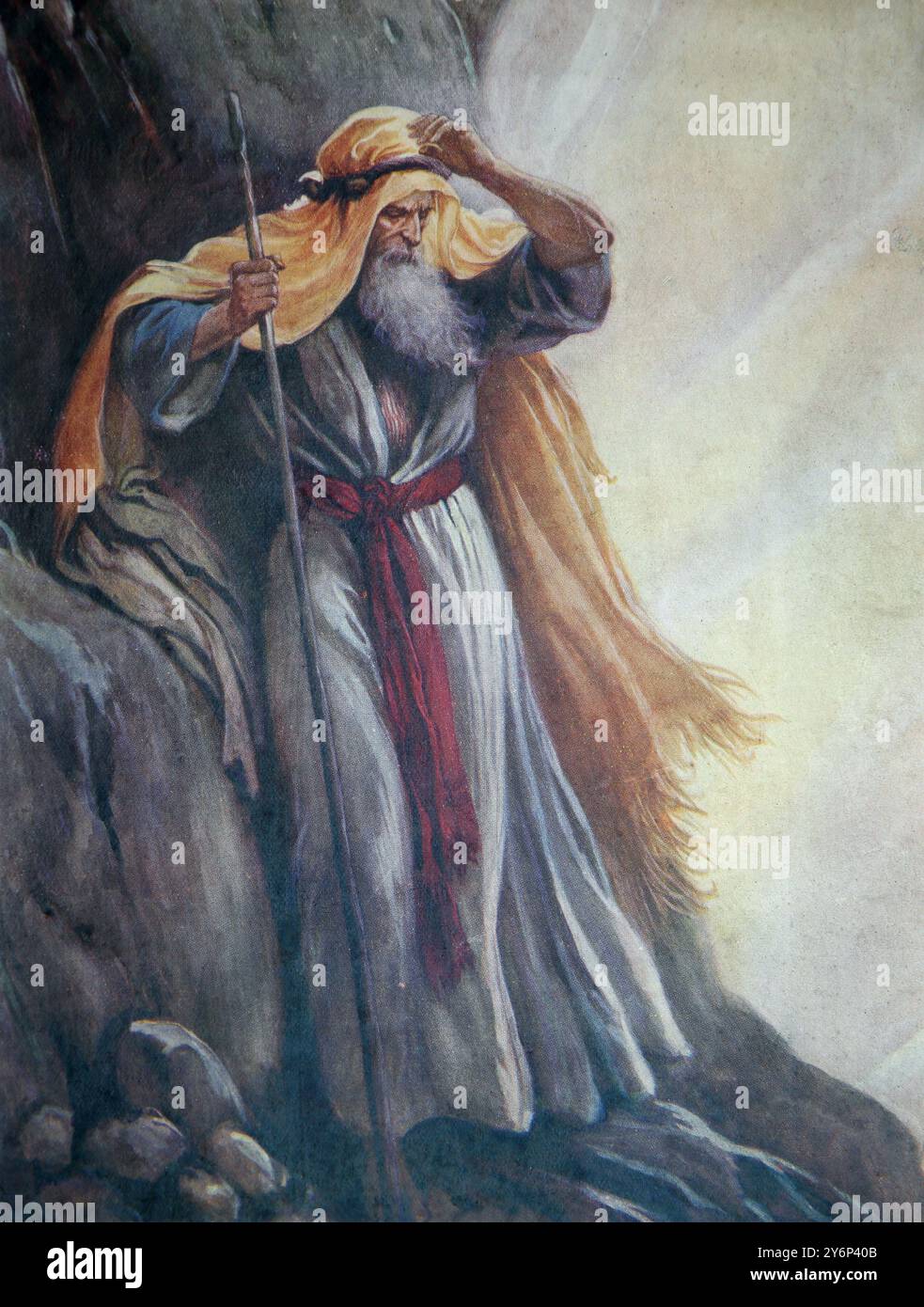 Illustration of Moses on Mount Sinai hearing the Word of God From the ...