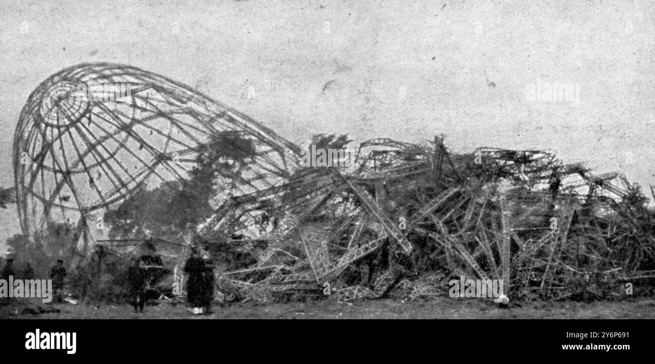 Wrecked Destroyed Zeppelin after a Zeppelin raid the airship brought ...