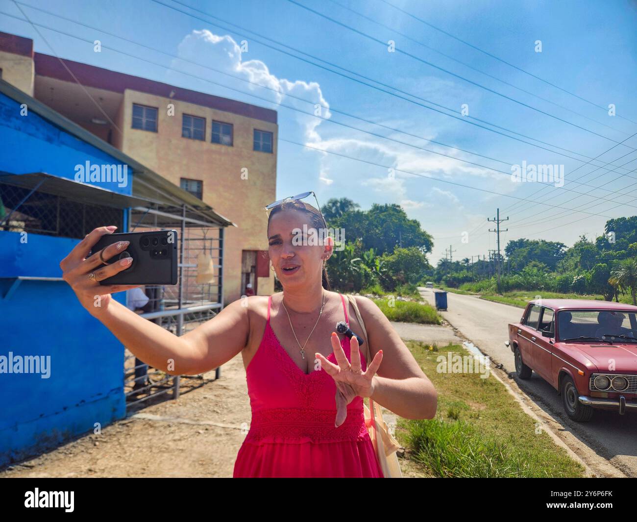 13 September 2024, Cuba, Havanna: Cuban Youtuber Olivia Solis records a ...