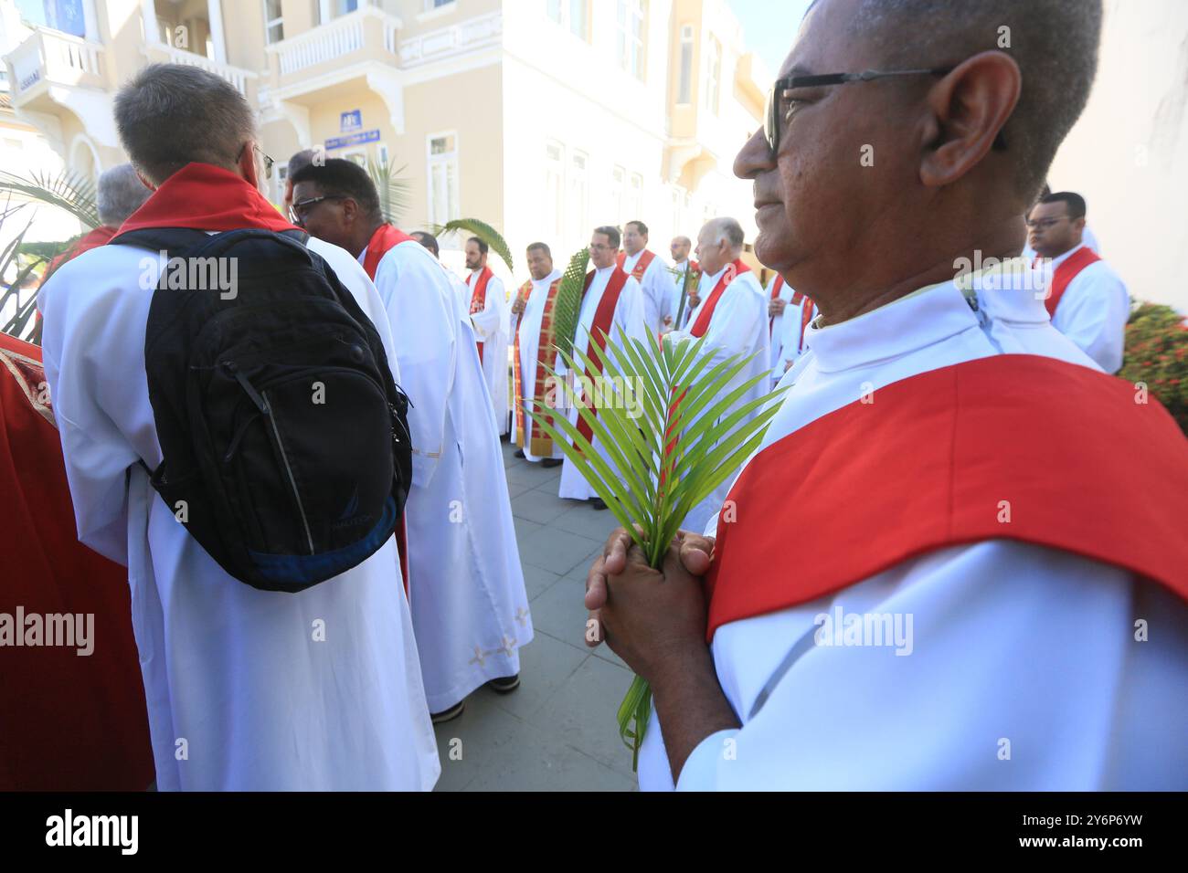 salvador, bahia, brazil - april 2, 2023: Catholics celebrate Palm Sunday, the date marked by the ...