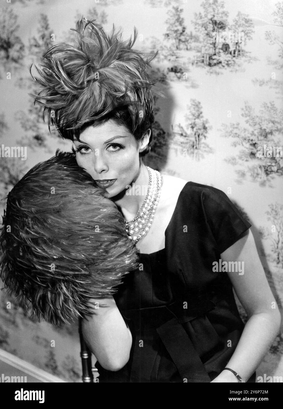 London : Model Sandra Paul shows a feather hat and muff 9 September ...