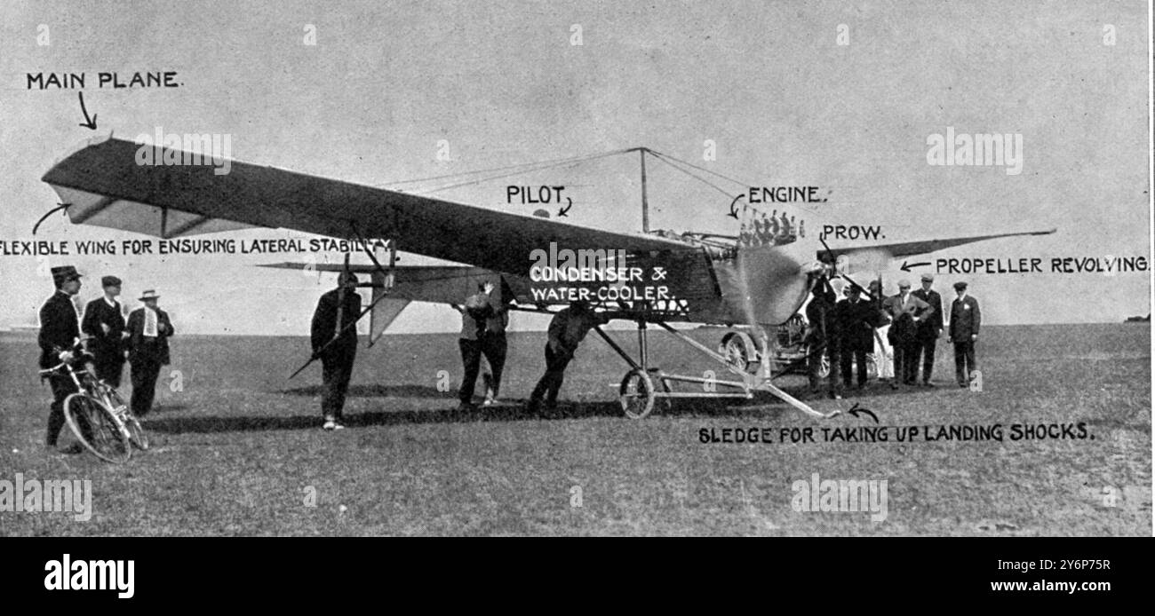Flying Across the Channel Mr Latham's Antoinette Monoplane Stock Photo ...