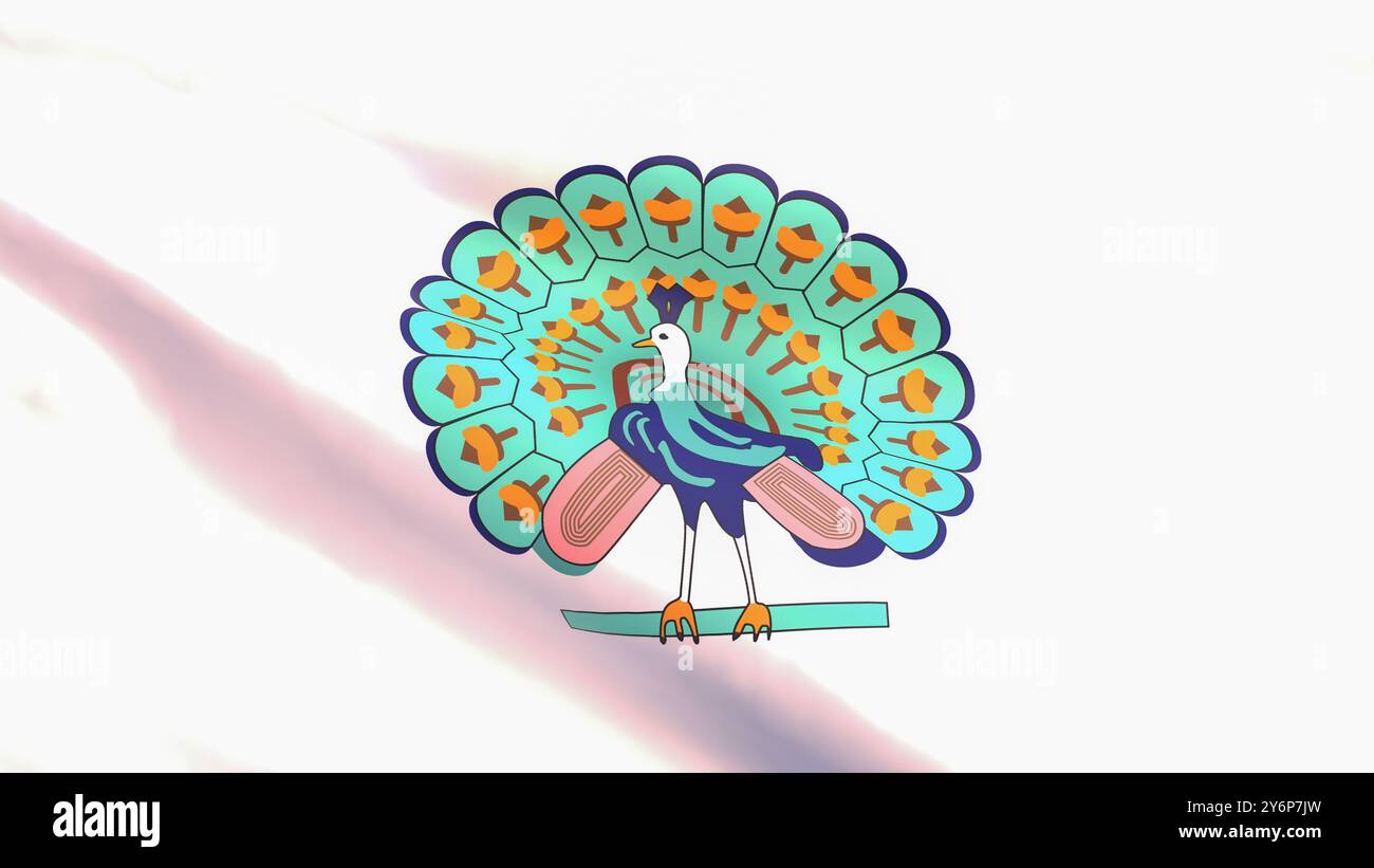 3D render - flag of the Alaungpaya Dynasty of Myanmar fluttering in the ...