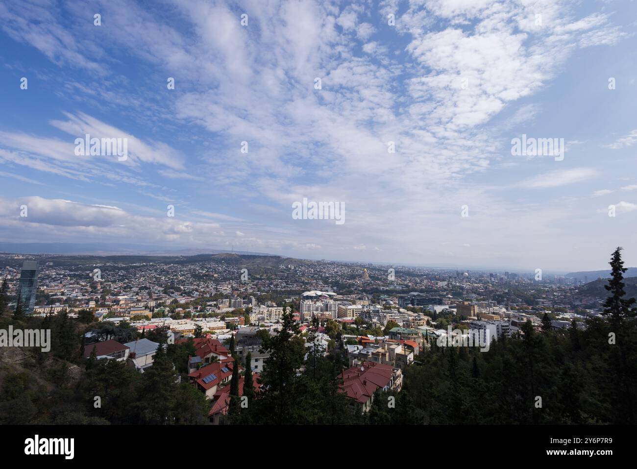 Aerial view of capital of Georgia Tbilisi diverse city showcasing a ...