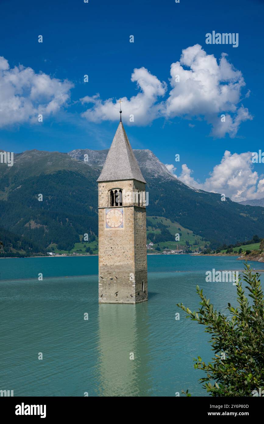 View of Lake Resia - Italy where you can admire the famous bell tower ...