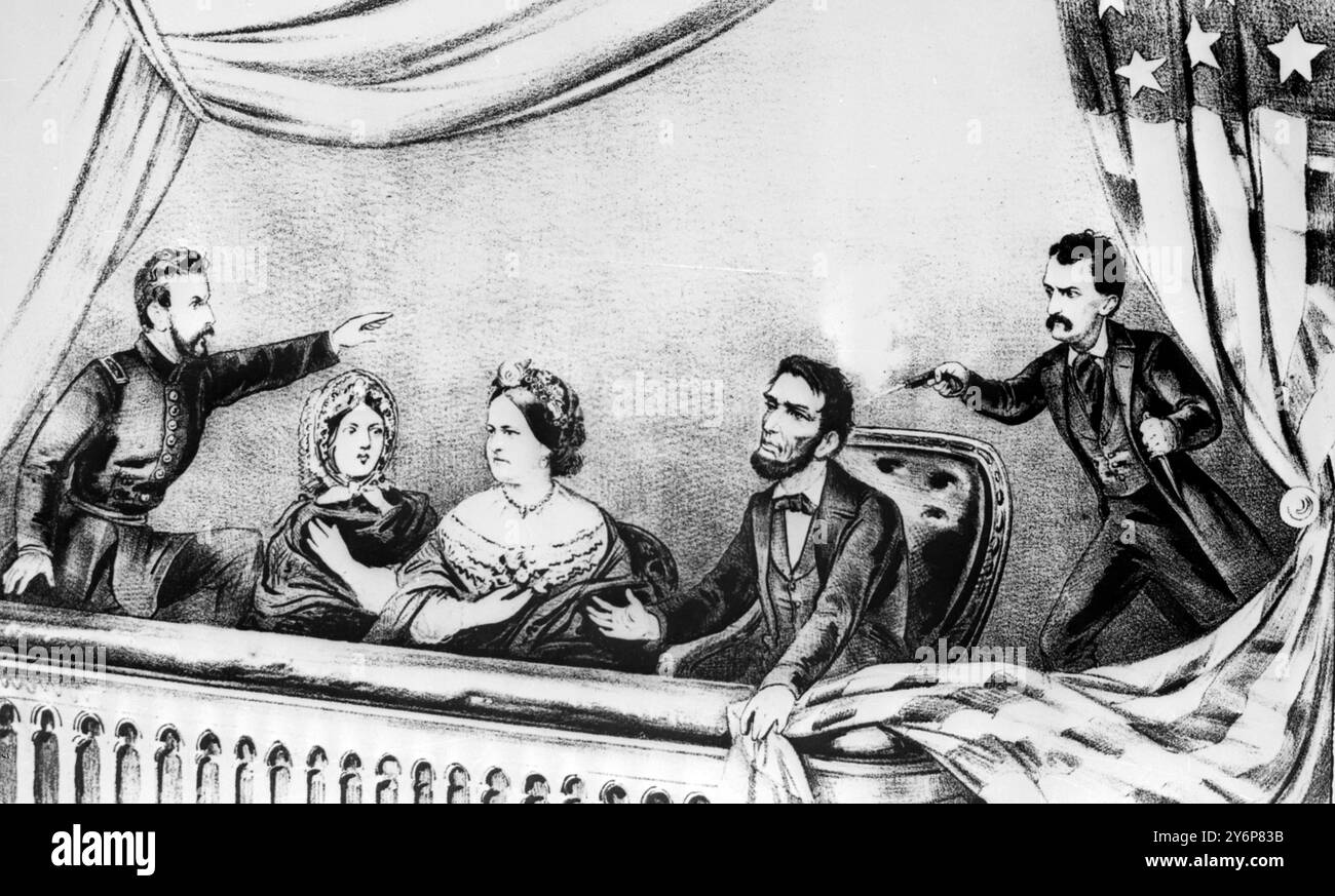 A drawing of the assassination of United States President Abraham ...