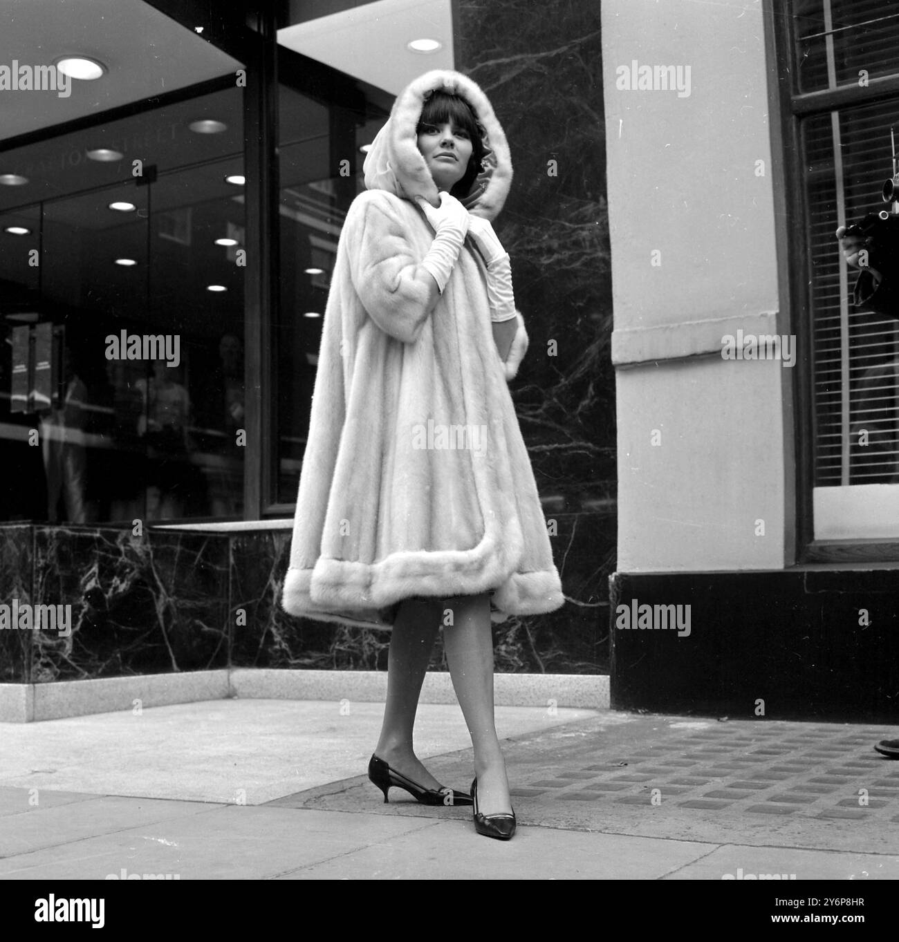 Tania Edye modelling sapphire mink with wide hood by Maurice Chevalier ...
