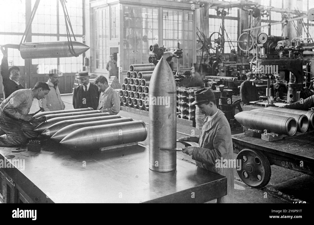 Shell making at Schneider's Munition Works. Champagne - Sur- Seine ...