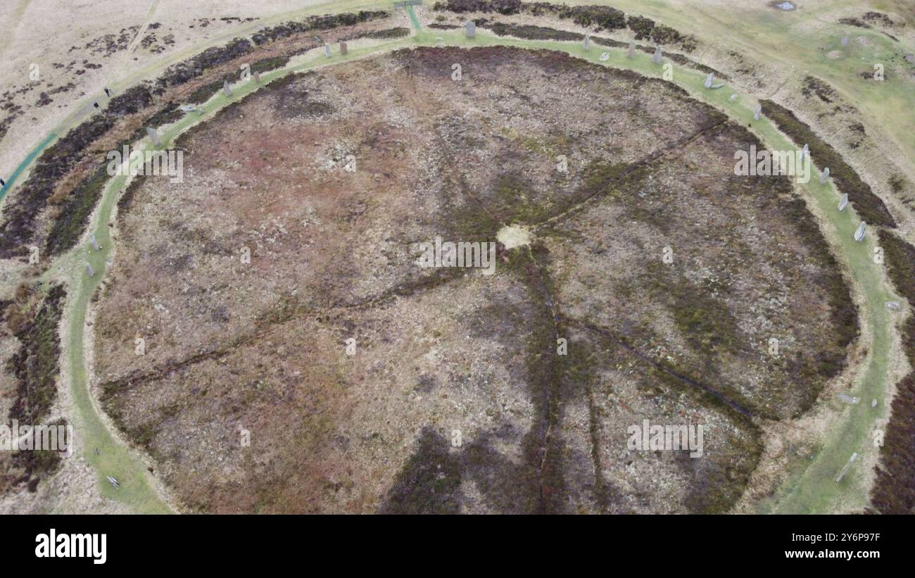 An aerial view of the Ring of Brodgar, a Neolithic stone circle on the ...