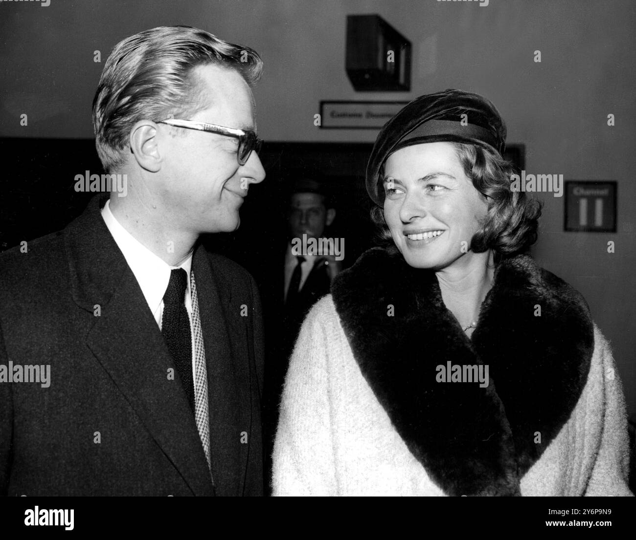 Actress Ingrid Bergman and her fiance Lars Schmidt are pictured at ...