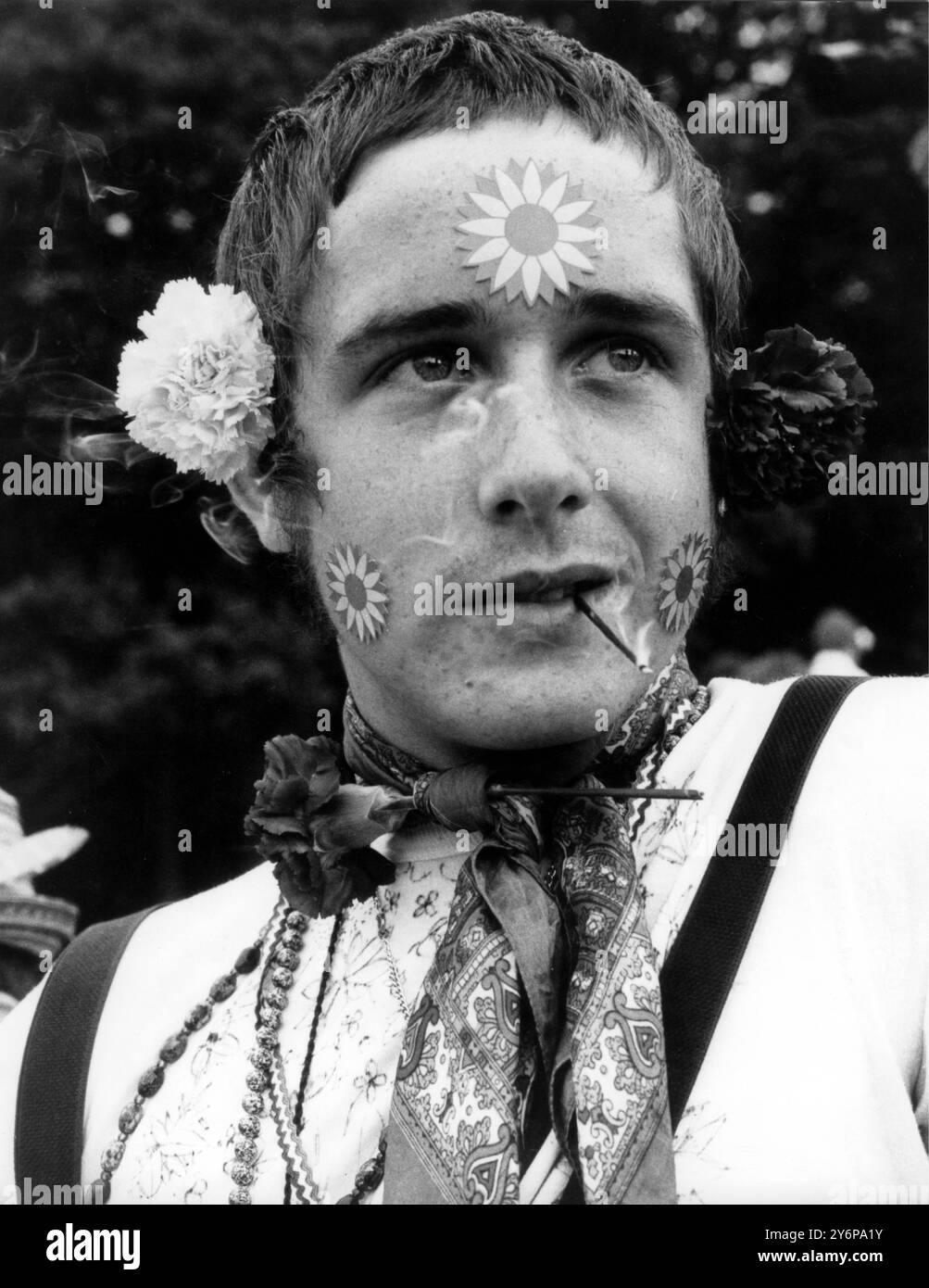 1960s festival of the flower children Black and White Stock Photos ...