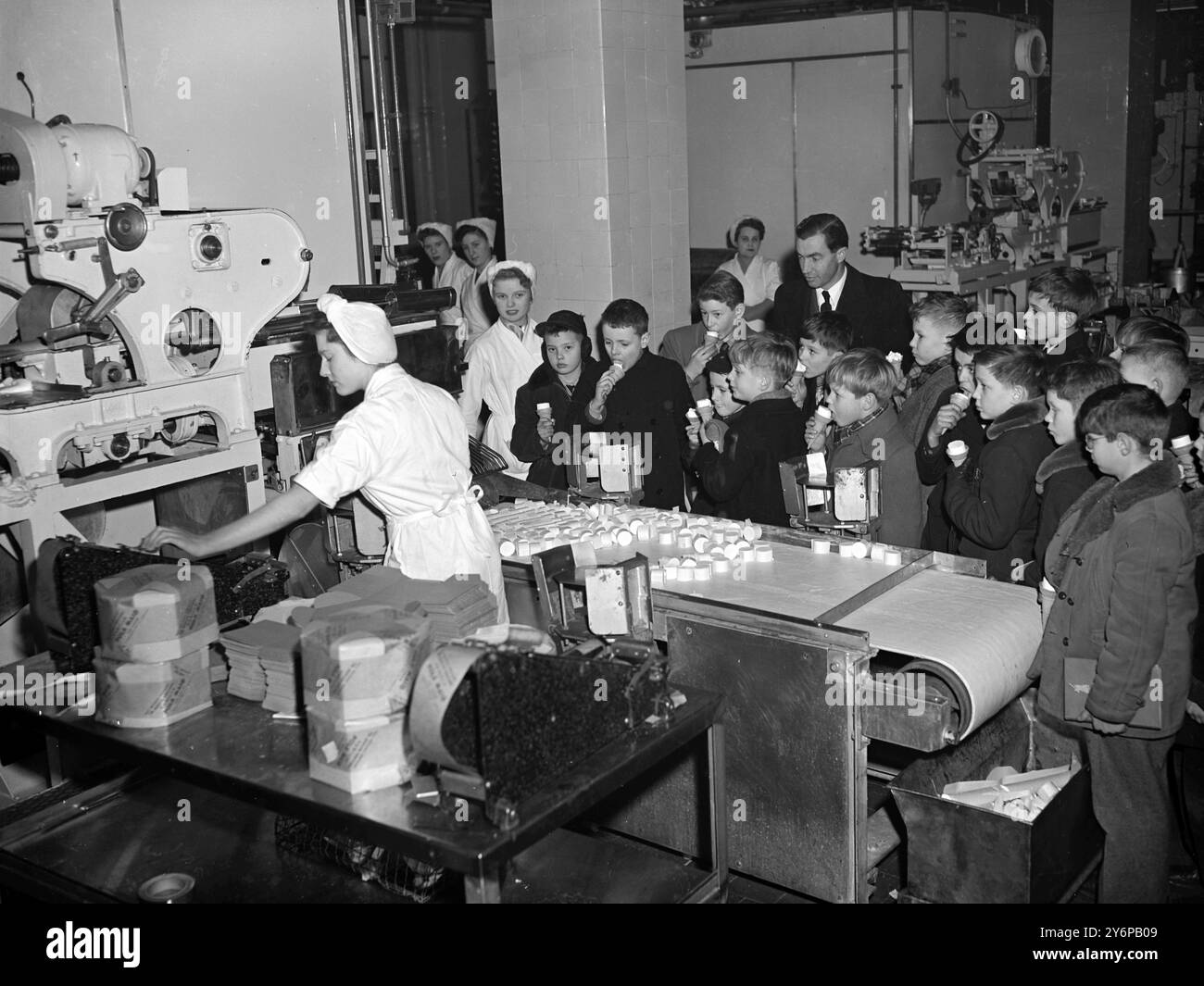 Visit to the J Lyons and Company ice cream factory 1952 Stock Photo - Alamy