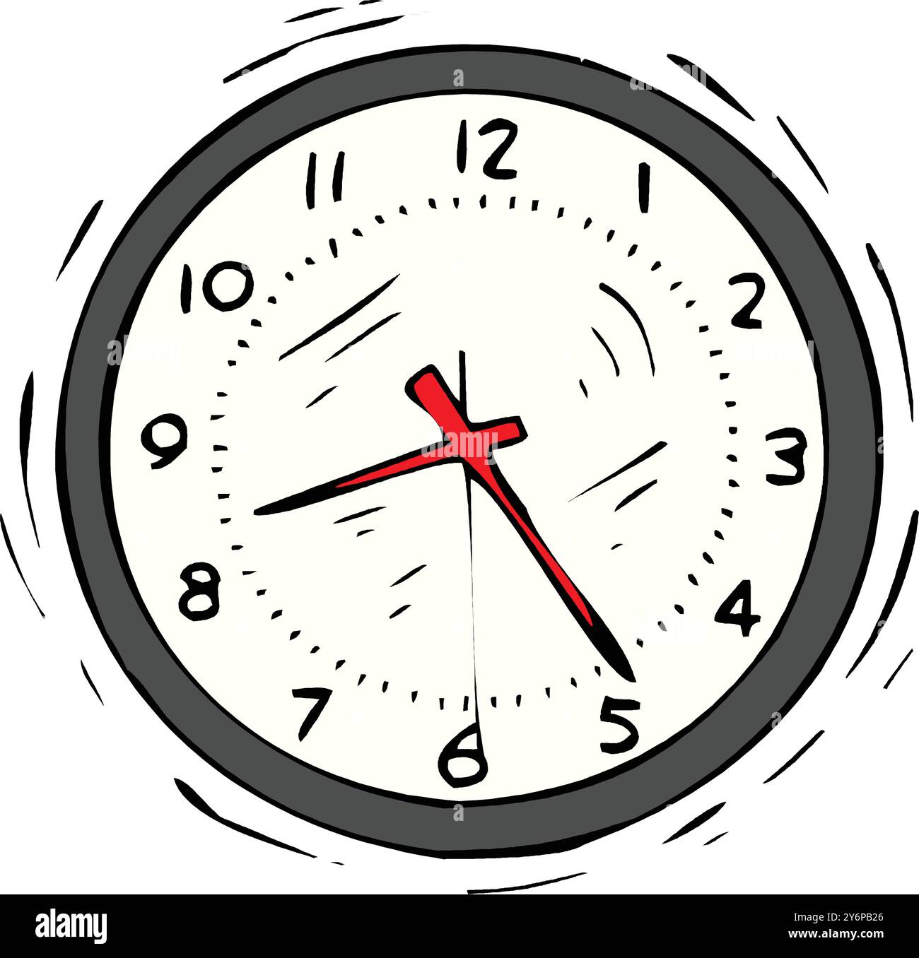 Vector simple classic black and white round wall clock isolated on ...